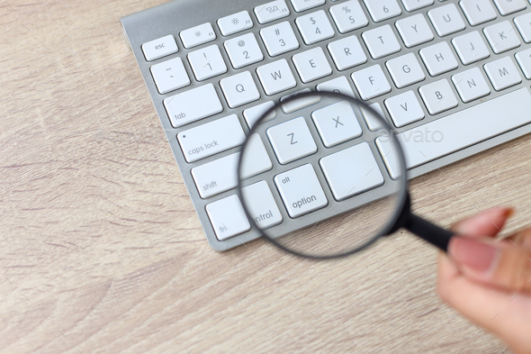 Magnifying glass and keyboard Stock Photo by Queenmoonlite35 | PhotoDune