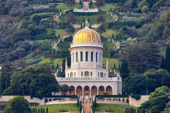 Bahai Gardens in Haifa, Israel. Tourist Attraction Stock Photo by edb3_16