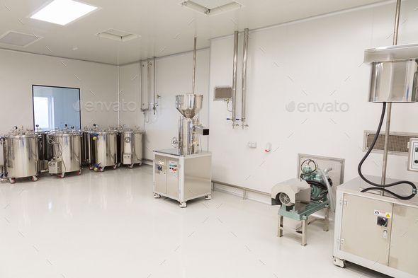 Photo production, clean room with stainless steel hardware Stock Photo ...
