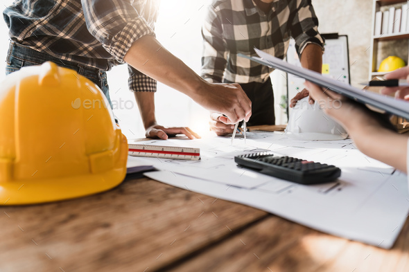 professional architect designer structural engineer team colleagues ...