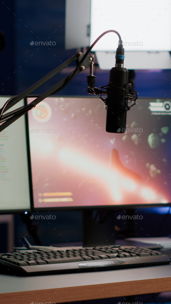 Empty streaming home studio equipped with professional equipment Stock ...