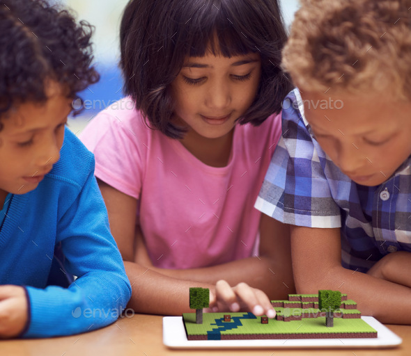 Learning through gaming. Shot of a popular video game. Stock Photo by ...