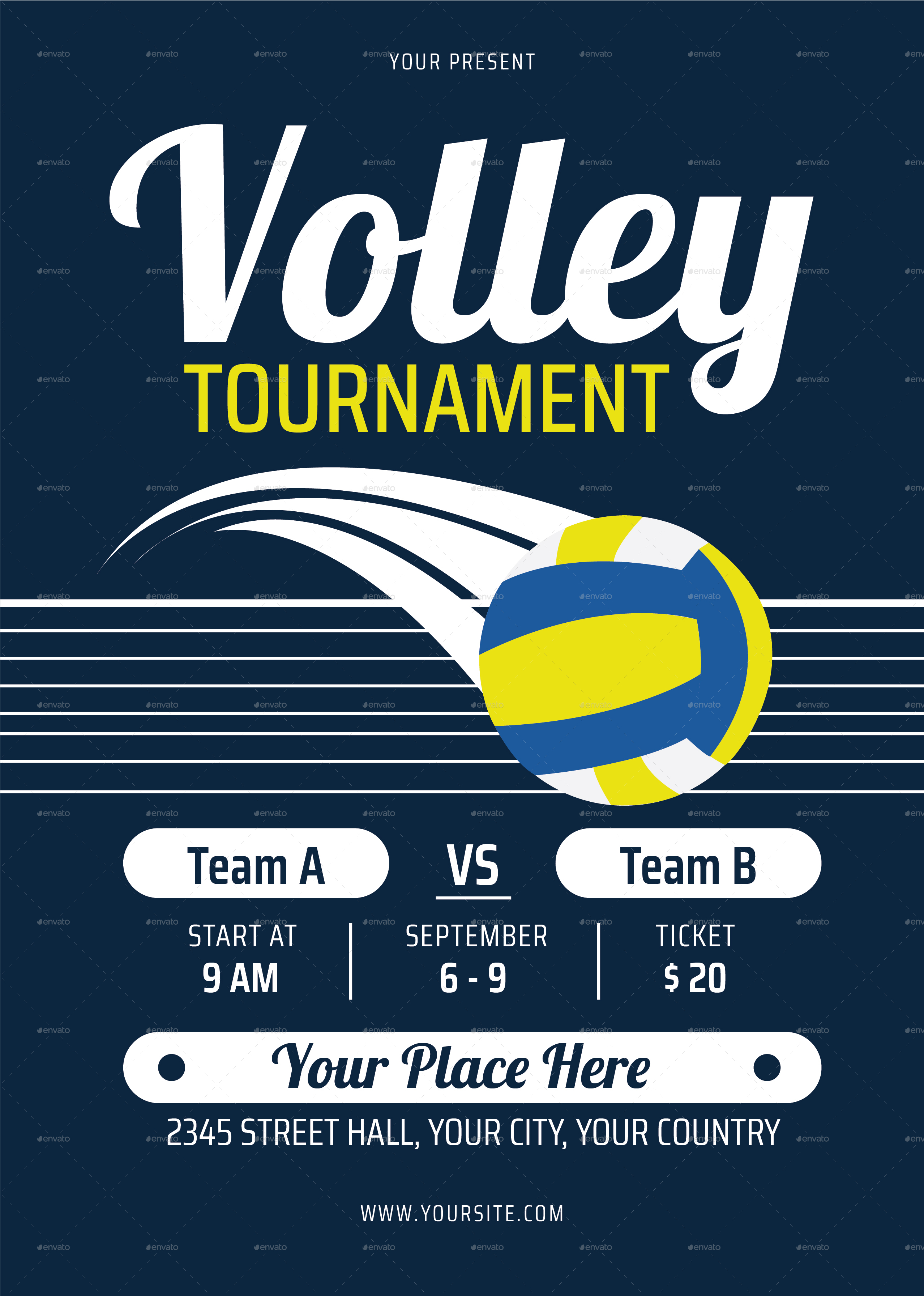 Volley Tournament Flyer, Print Templates | GraphicRiver