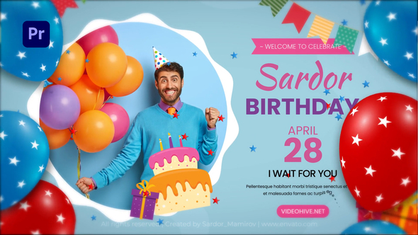 Happy Birthday Intro || Happy Birthday Invitation MOGRT, Premiere Pro ...