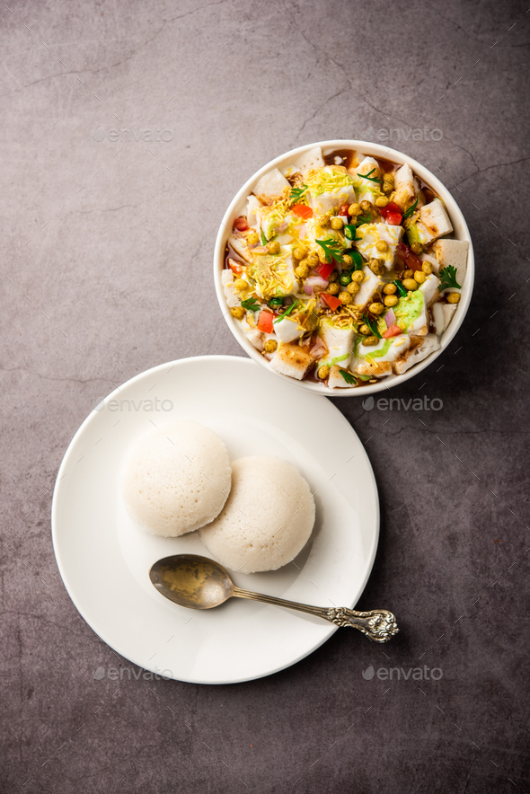 Idli Chaat is a tasty Indian recipe made using leftover idlis Stock ...