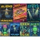 Aliens Set Vintage Colorful Posters, Vectors | GraphicRiver