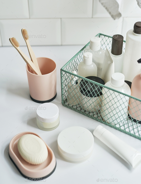 Bath accessories. Cosmetics, hygiene products. Spa, beauty salon ...