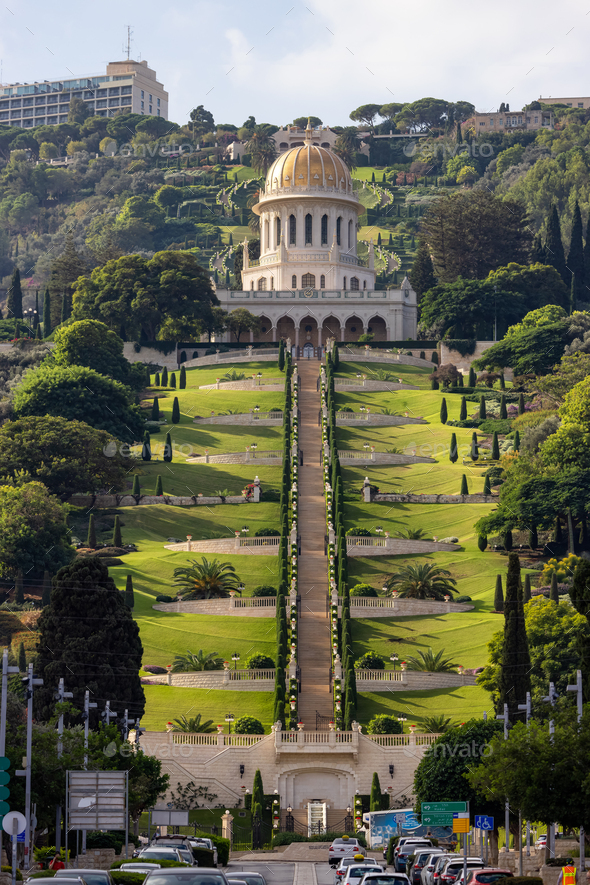 Bahai Gardens in Haifa, Israel. Tourist Attraction Stock Photo by edb3_16