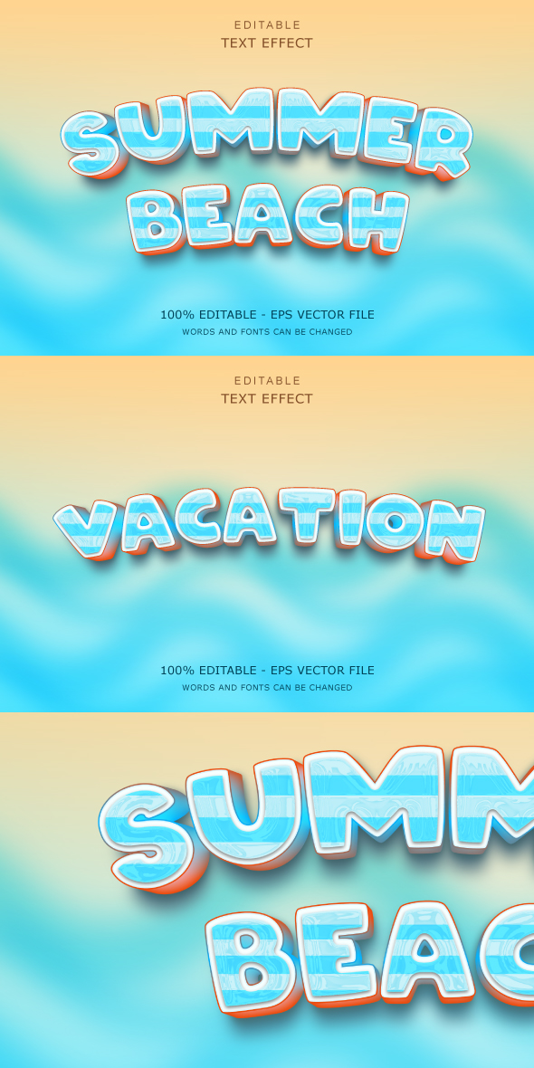 Summer Beach Text Effect Graphic Styles Vector, Add-ons | GraphicRiver