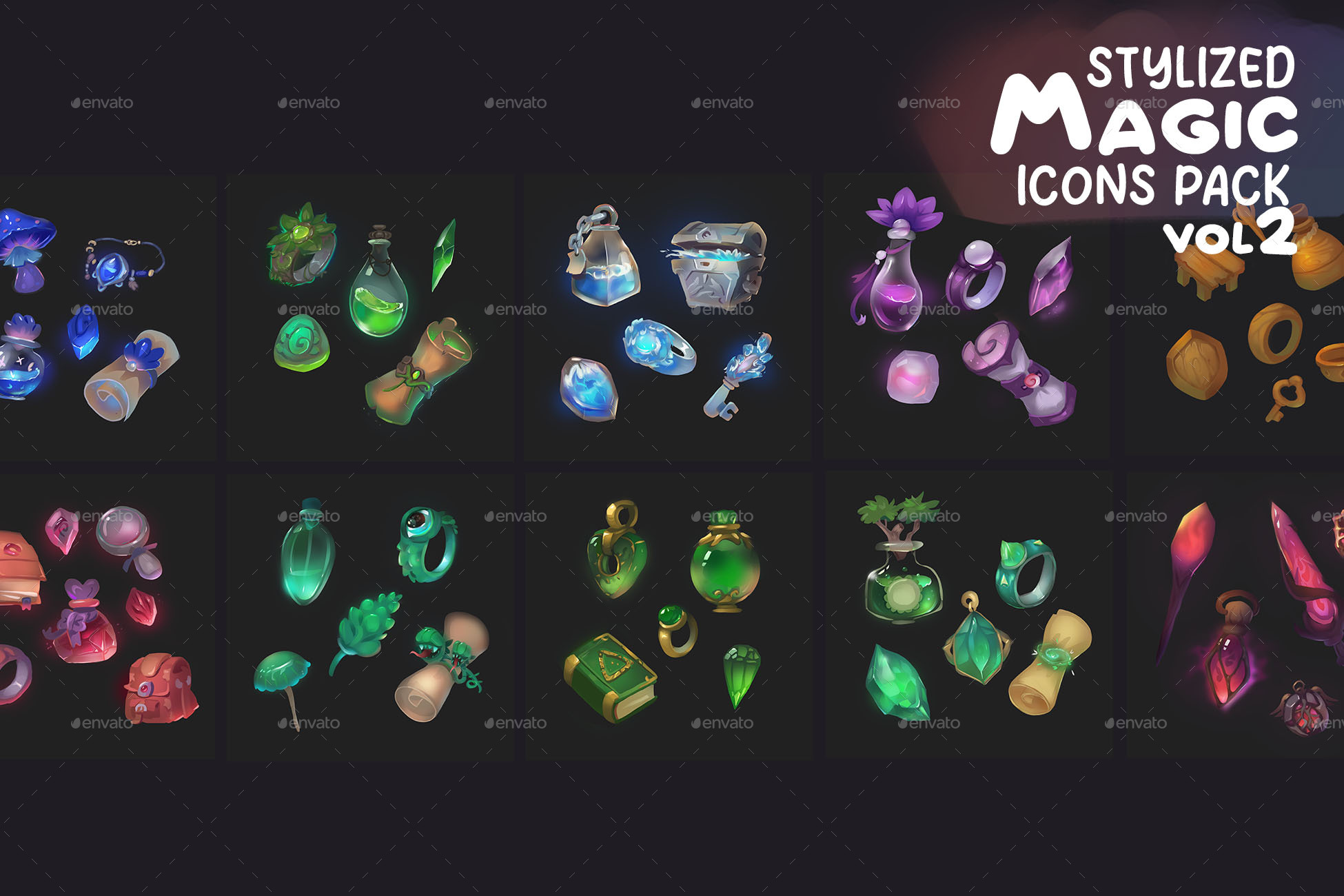 Stylized Magic Icons Pack Vol2, Game Assets | GraphicRiver