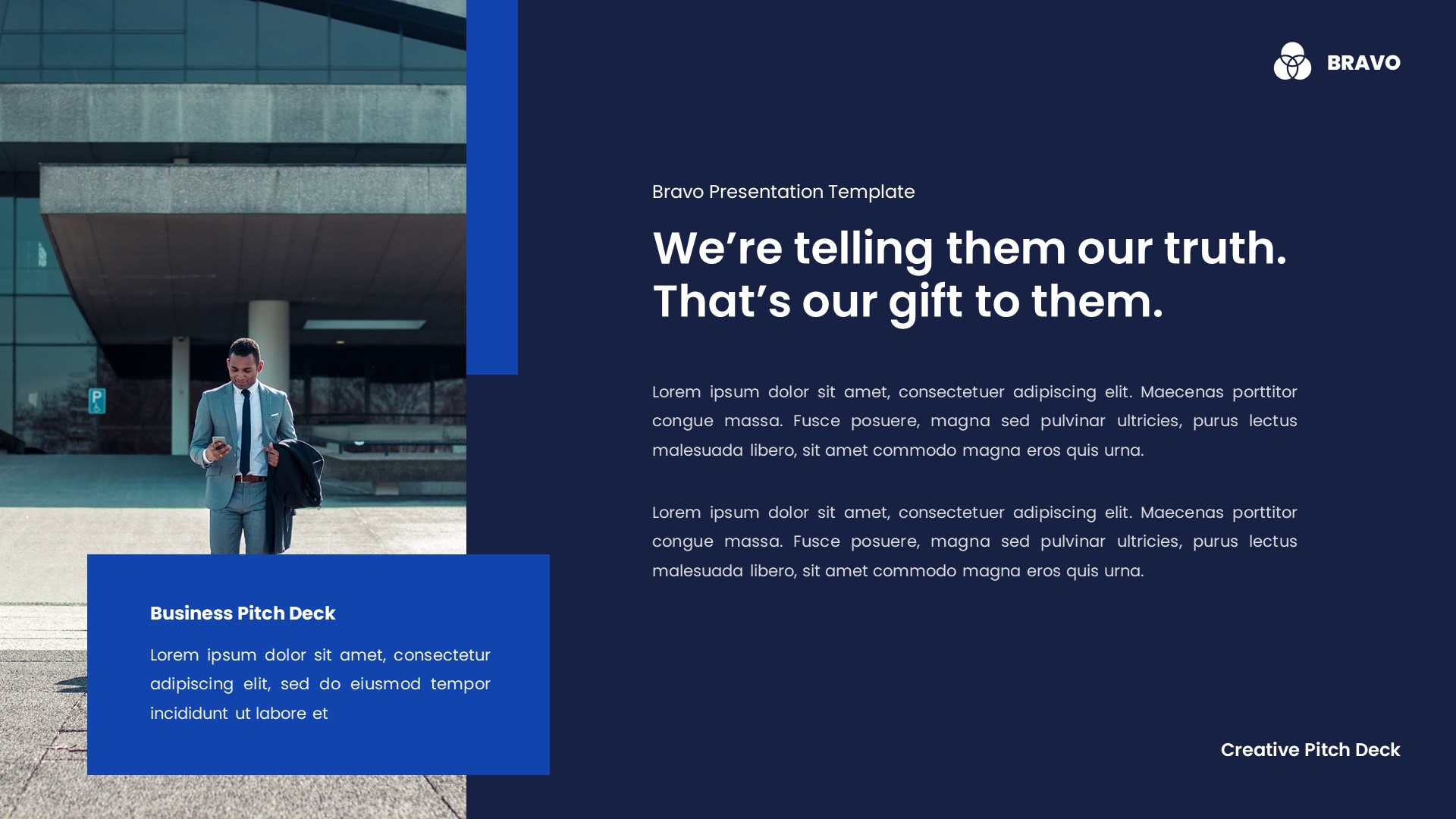 Bravo - Creative Pitch Deck Google Slides Template, Presentation Templates