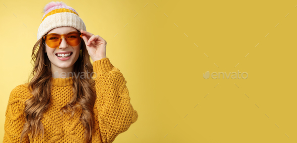 Friendly-looking happy outgoing attractive girl laughing joyfully ...