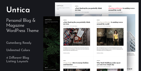 Untica - Personal Blog & Magazine WordPress Theme by UkaThemes ...