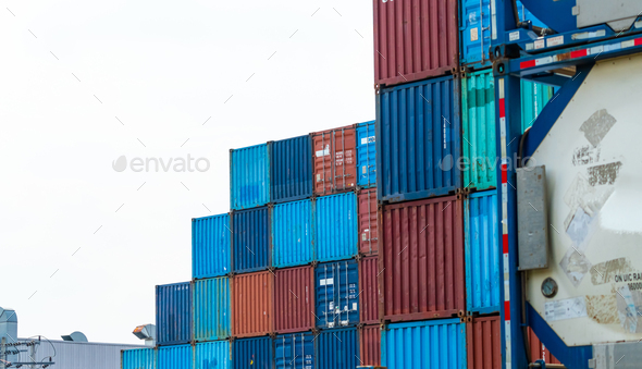 Container logistic. Cargo and shipping business. Container ship for ...