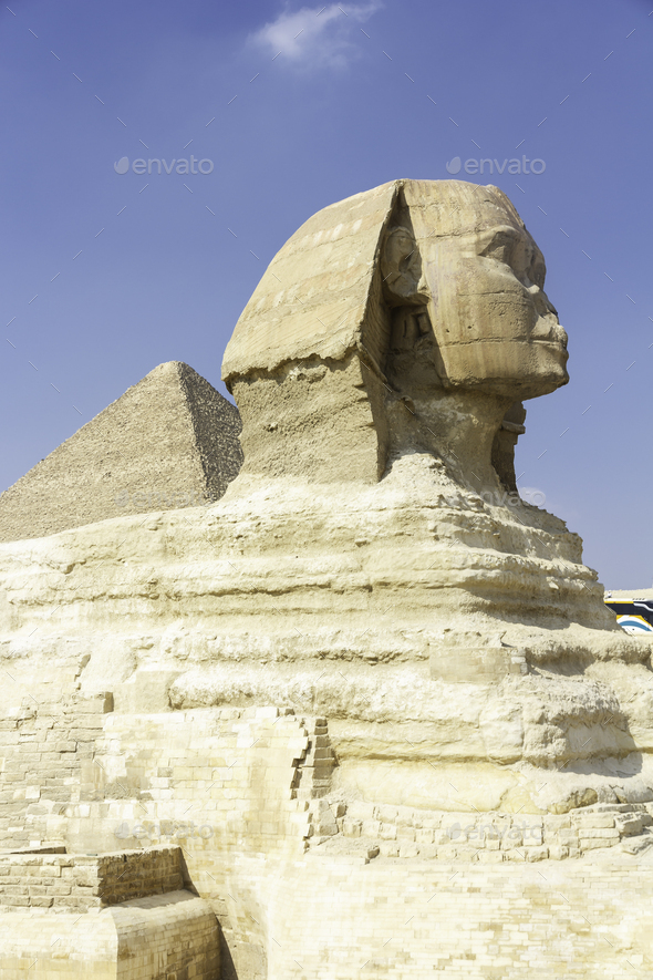 The Great Sphinx of Giza, famous sculpture in Egypt, travel, touristic ...