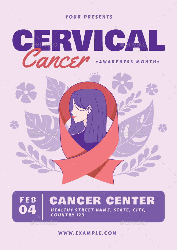 Cervical Cancer Awareness Month Flyer Set Template, Print Templates