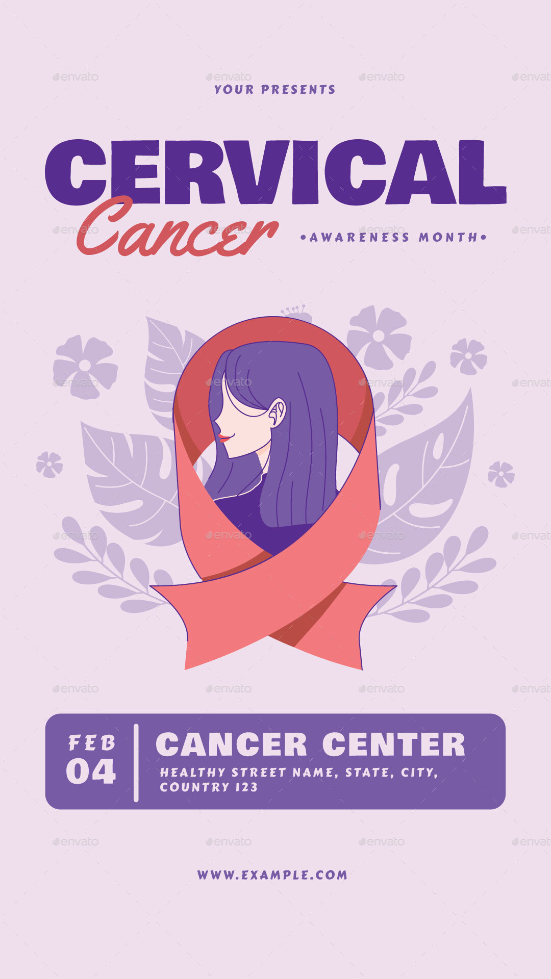 Cervical Cancer Awareness Month Flyer Set Template, Print Templates