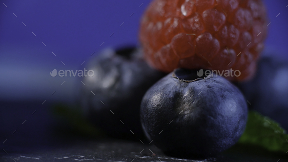 Fresh fruits - blueberry, raspberry. beautifully lined with raspberries ...