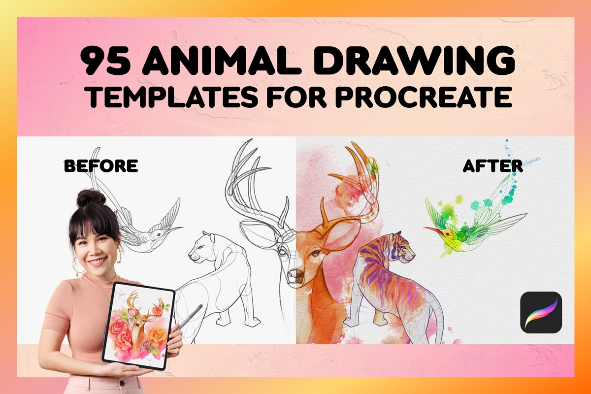 Procreate Animal Stamps | 95 Procreate Animal Brushes by FreyaArtProcreate