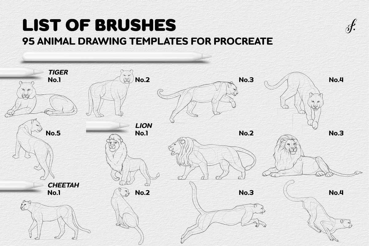 Procreate Animal Stamps | 95 Procreate Animal Brushes by FreyaArtProcreate