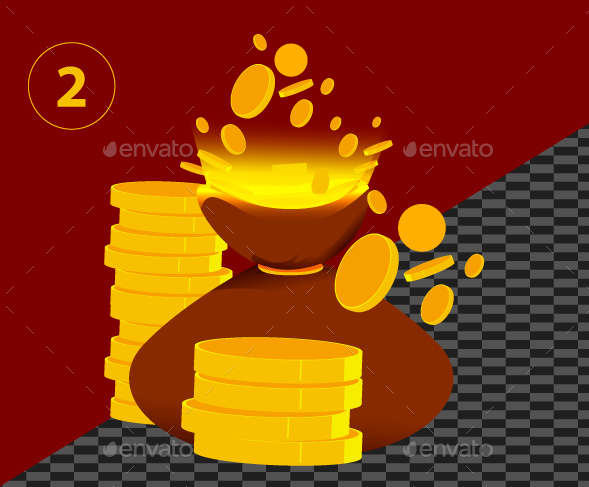 Gold Coins and Bundle Coins, Vectors | GraphicRiver