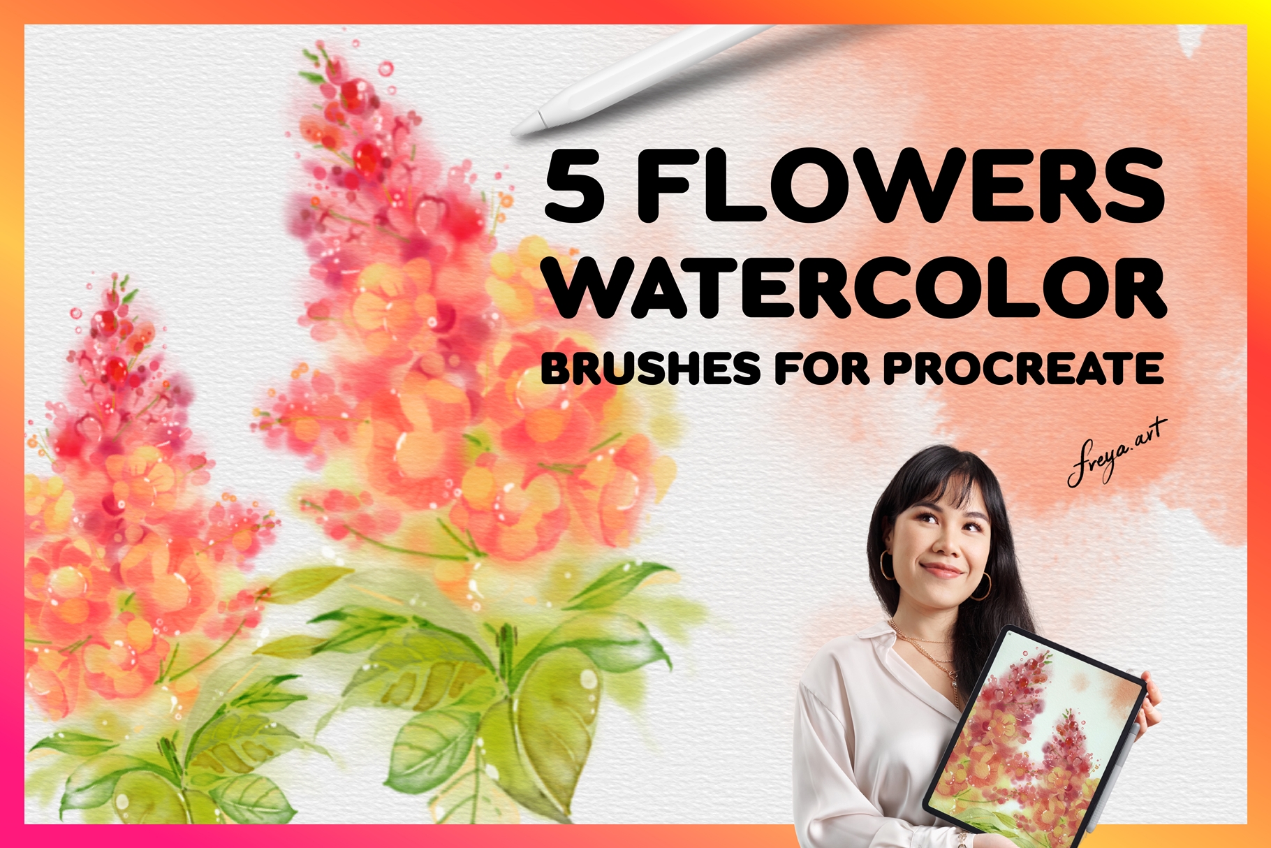 Procreate Watercolor Flowers | 5 Flowers Watercolor Brushes For ...