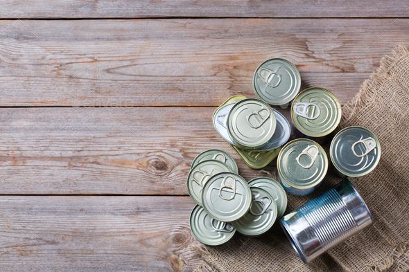 Canned preserved food, non-perishable goods, donations concept Stock ...