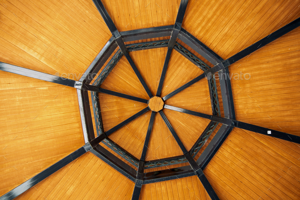 Closeup of a ceiling of the wooden Japanese gazebo, texture for ...