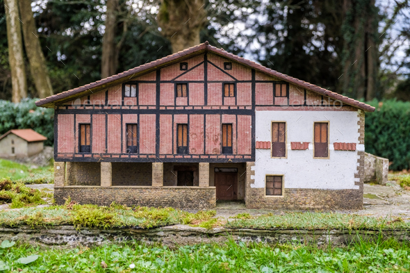 Miniature models of traditional Basque farmhouses, Spain. Stock Photo ...