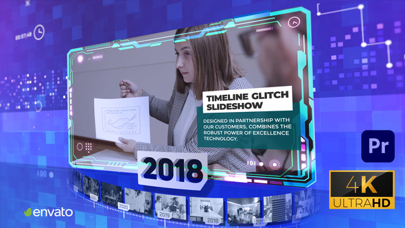 Corporate Timeline Glitch Slideshow 4k Premiere Pro, Premiere Pro Templates