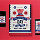 Red Blue Modern Flat Design President's Day Flyer Set, Print Templates