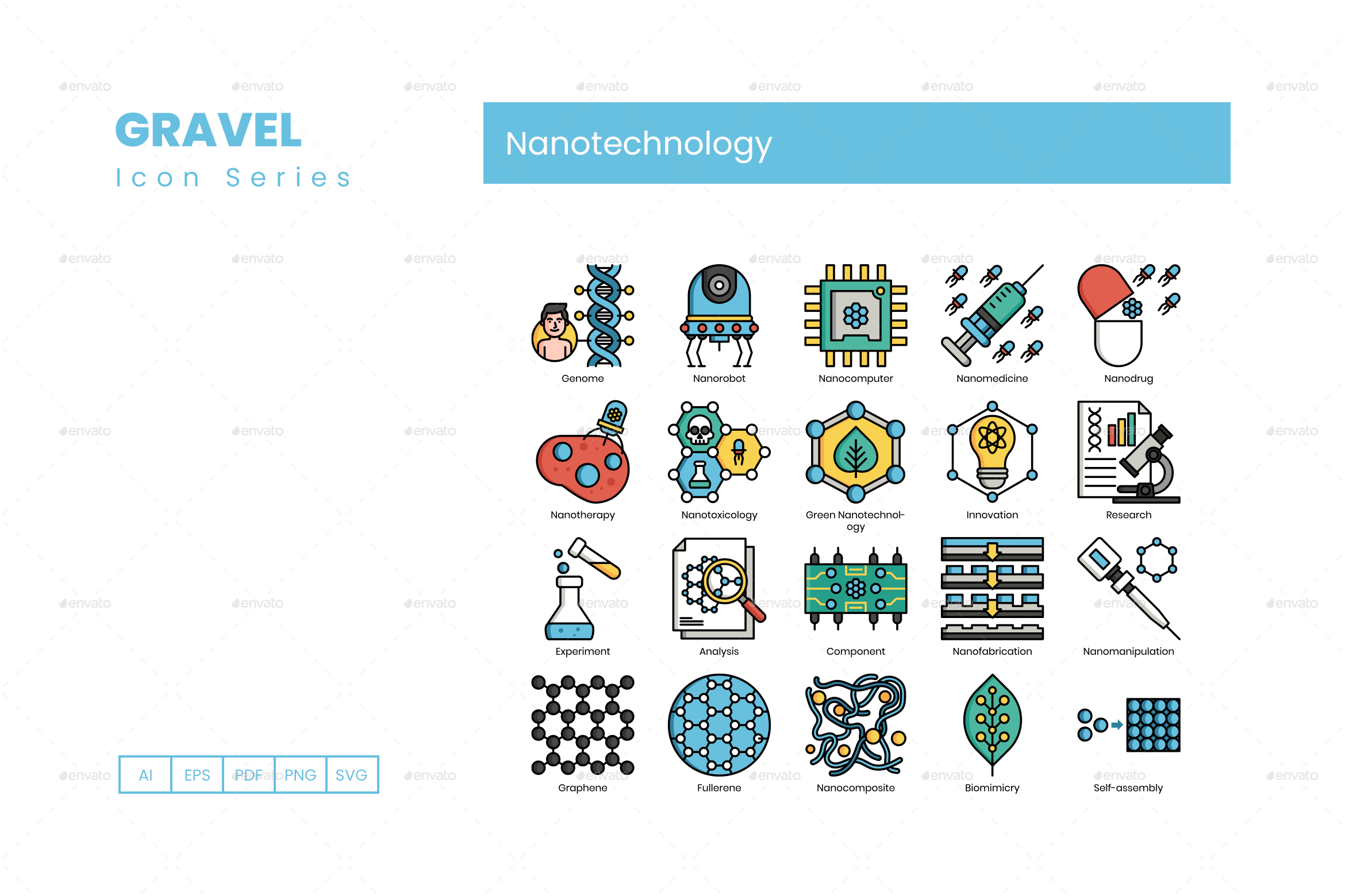 60 Nanotechnology Icons | Gravel Series, Icons | GraphicRiver