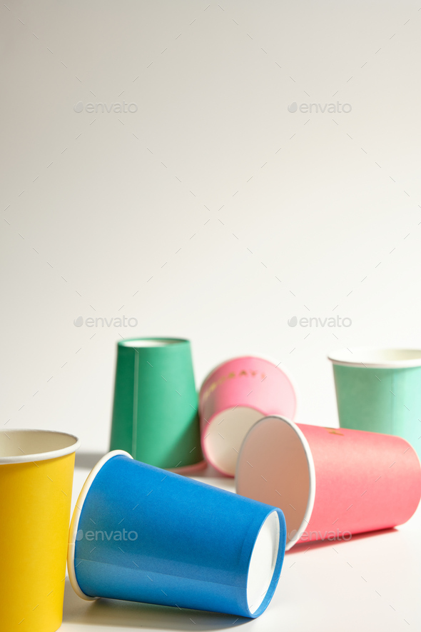 colored cardboard cups Stock Photo by alfotomp | PhotoDune