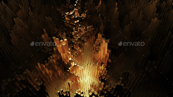 3D vertical lines move in waves. Design. Virtual space with moving wave ...