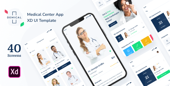 Demical - Medical Center App XD UI Template by George_Fx | ThemeForest