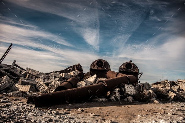 Rusty materials in a deserted area under the blue sky Stock Photo by ...