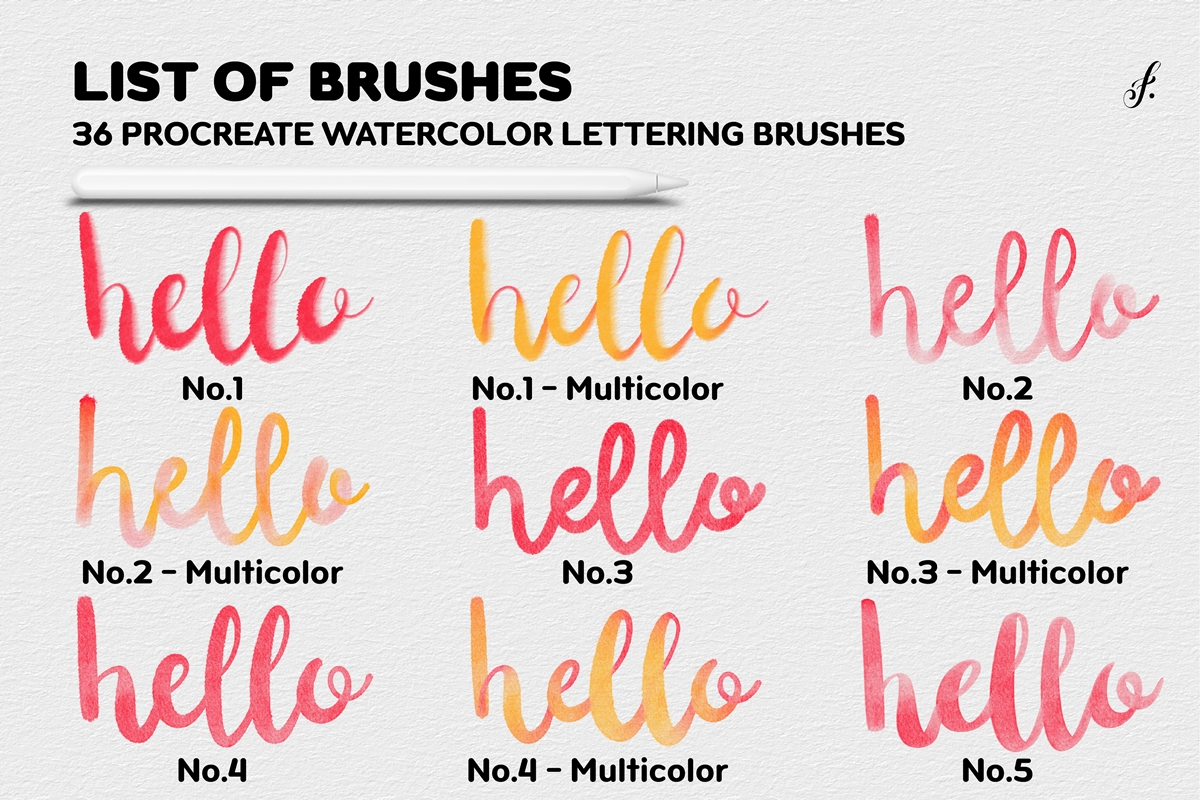 Procreate Lettering Brushes | 36 Watercolor Lettering Brushes, Add-ons