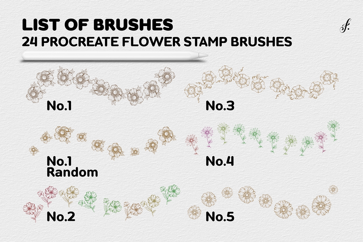 Flower Procreate Brushes | 24 Procreate Flower Stamp Brushes, Add-ons