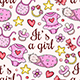 Seamless Pattern with Baby Girl and Accessory., Vectors | GraphicRiver