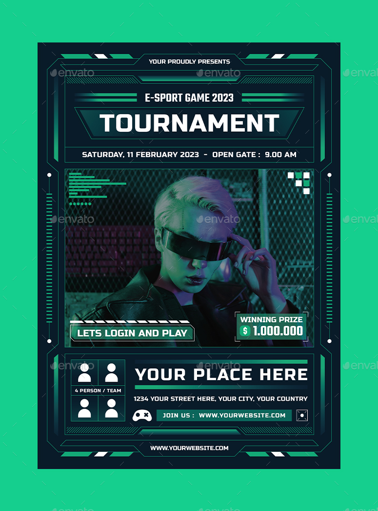Esports Tournament Flyer, Print Templates | GraphicRiver