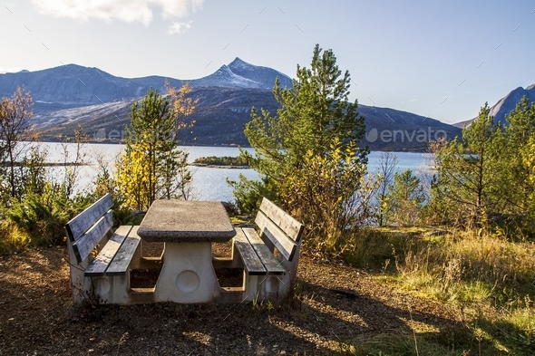 Beautiful nice place scenery surrounded by mountains to enjoy outdoor ...