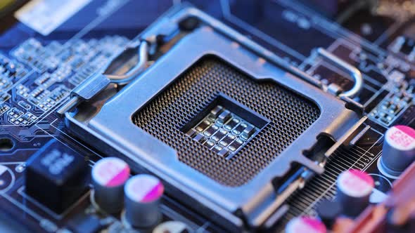 CPU Processor Socket Printed Circuit Board Inside of Electronic Device ...