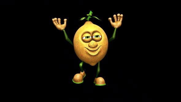 Fun Lemon Looped Dance with Alpha Channel and Shadow, Motion Graphics