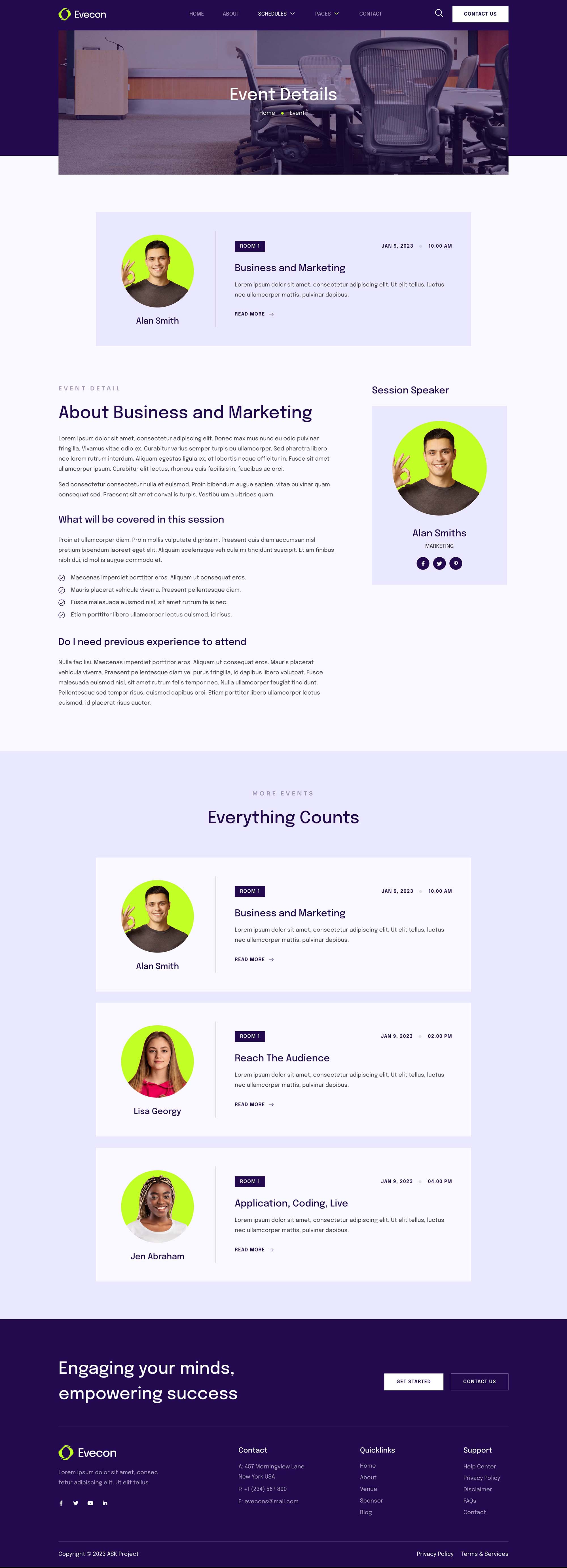 Evecon - Event & Conference Elementor Template Kit by askproject ...