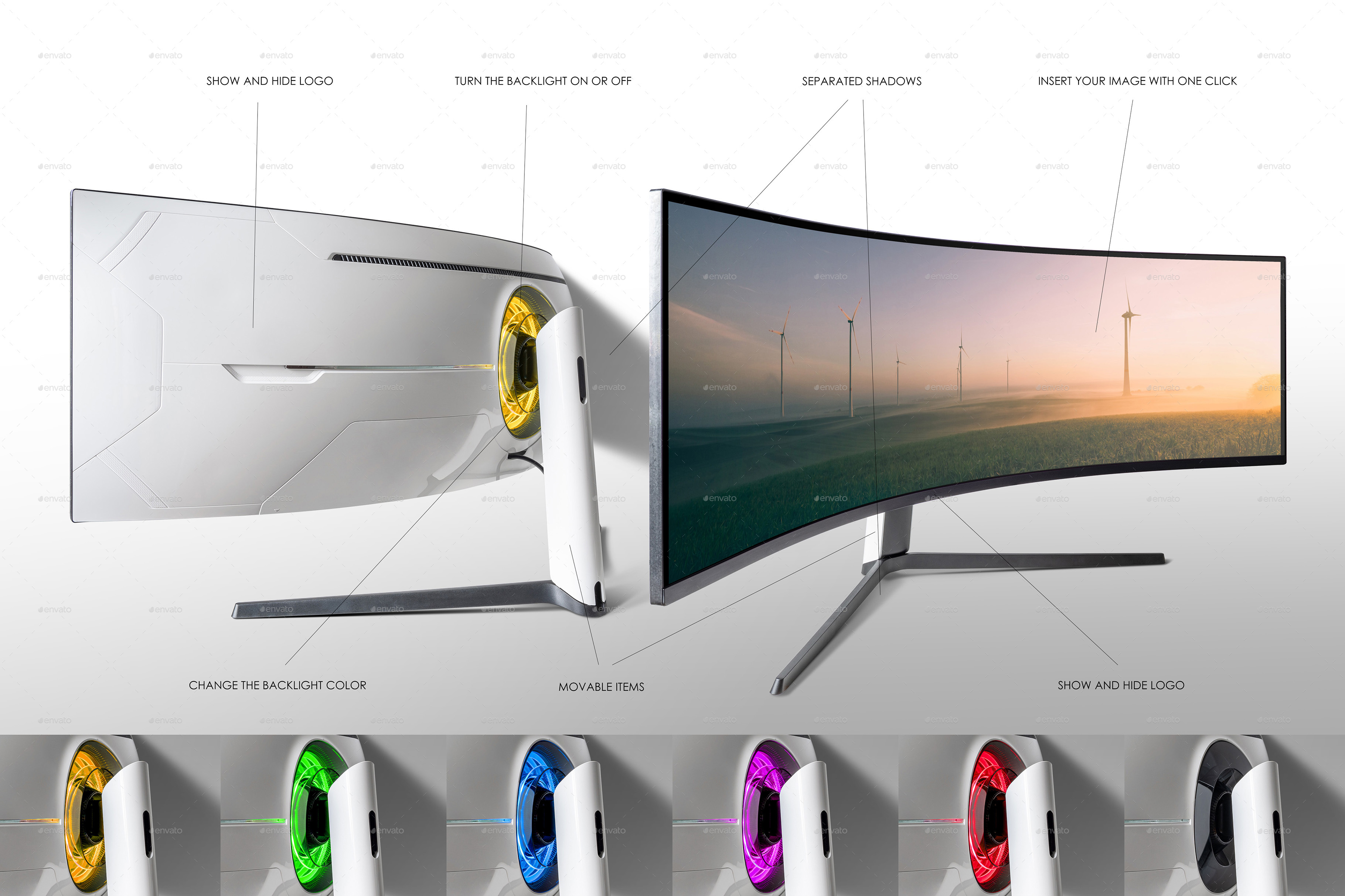 Ultrawide Curved Monitor Mockup 10K, Graphics | GraphicRiver