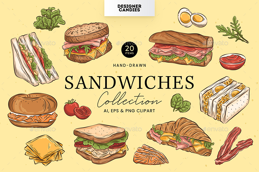 Sandwich Illustrations, Graphics | GraphicRiver