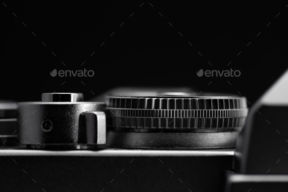 Front view of shutter speed dial and shutter release button, film camera detail Stock Photo by ...