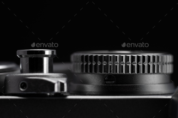 Front view of shutter speed dial and shutter release button, film camera detail Stock Photo by ...