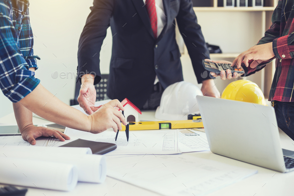 Architect people design planning and presenting the project at the ...