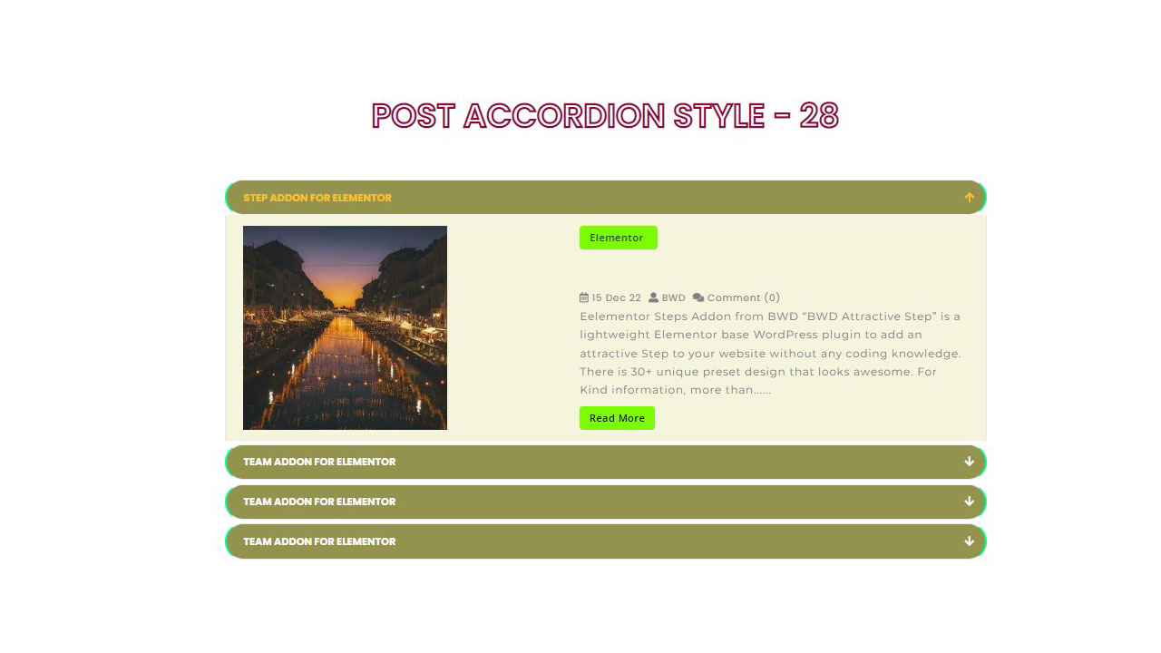 Blog Post Accordion Addon For Elementor by BestWpDeveloper | CodeCanyon